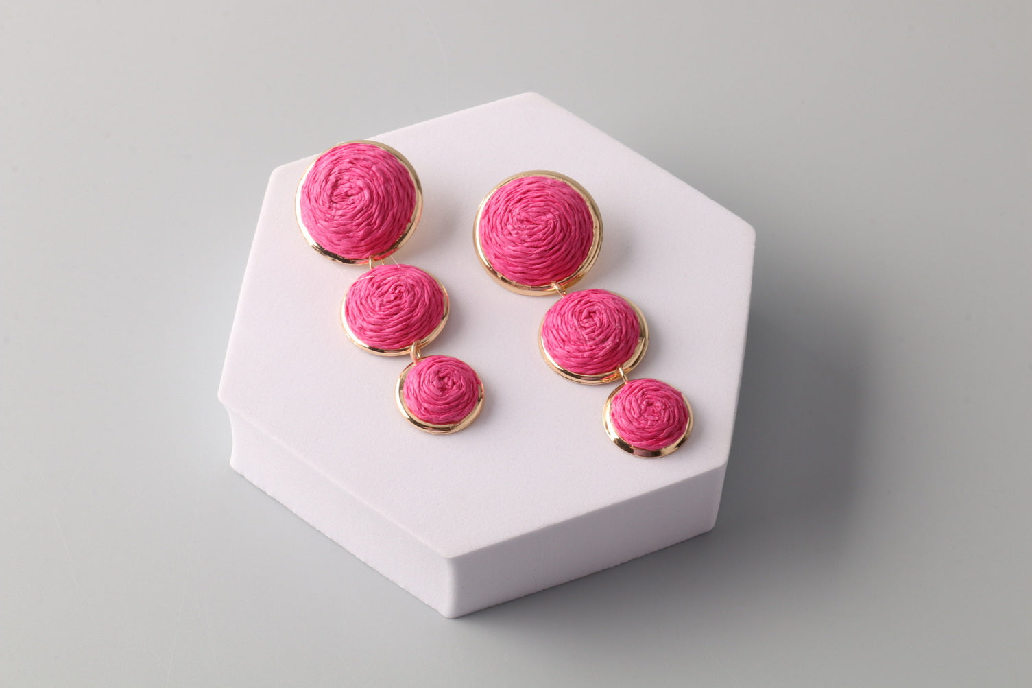 Straw Round Buttons Drop Earring – Odin Fashion